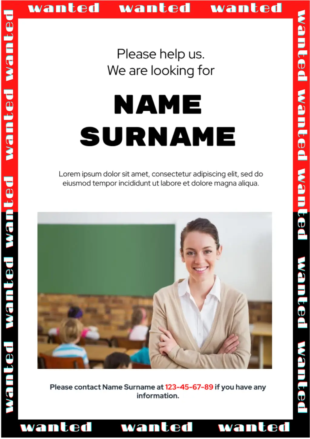 Template For Missing Person Poster Compatible With Google Docs